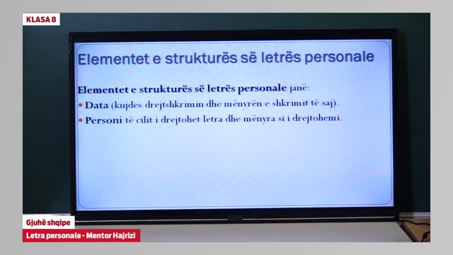 Klasa 8 - Gjuhë shqipe - Letra personale | GjirafaVideo