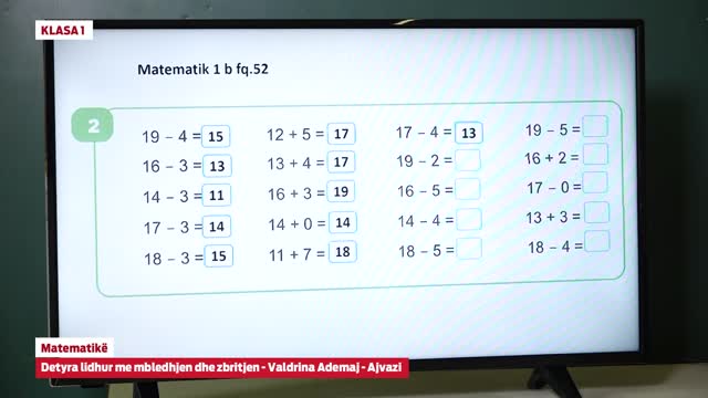 Klasa 1 - Matematikë - Detyra lidhur me mbledhjen dhe zbritjen ...