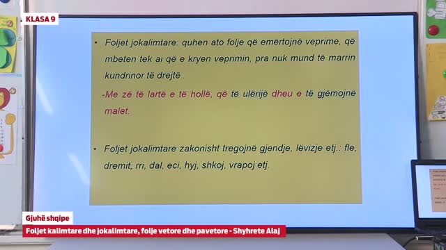 Klasa 9 - Gjuhë shqipe - Foljet kalimtare dhe jokalimtare, foljet ...