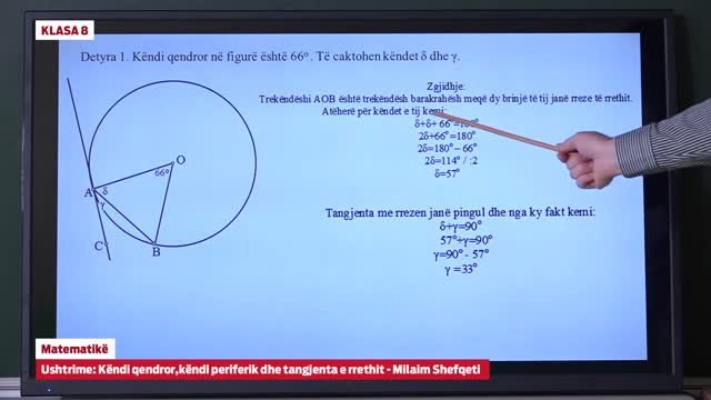 Klasa 8 - Matematikë - Ushtrime - Këndi qendror, këndi periferik dhe ...