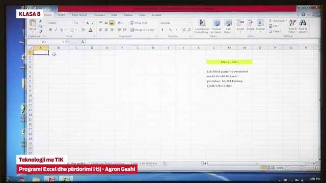 Klasa 8 - Teknologji me TIK - Programi excel dhe përdorimi i tij ...