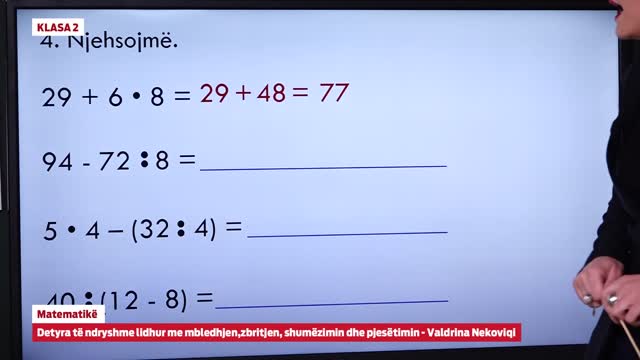 Klasa 2 - Matematikë - Detyra të ndryshme lidhur me mbledhjen, zbritjen ...
